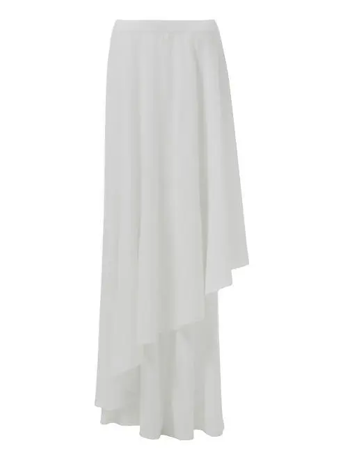 LEEM Asymmetric Skirt Wide-leg Knitted Trousers - White