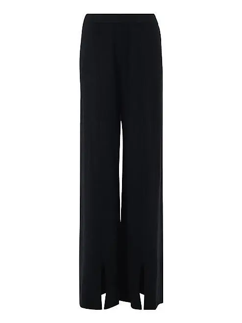LEEM Wide-leg Knit Trousers - Black