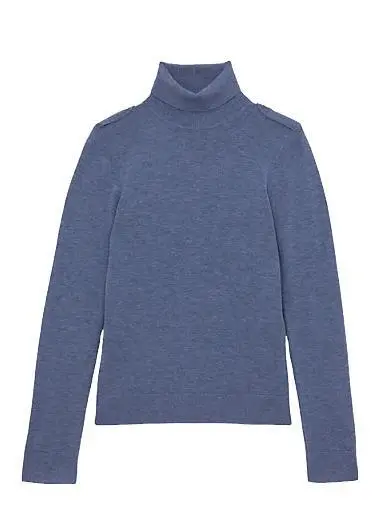 REISS Corrine Epaulette Wool Jumper - Blue