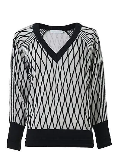 LEEM Argyle-mesh Textured Knitted Jumper - White