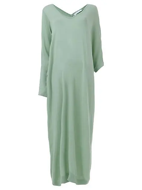 LEEM Asymmetric Neck Stretch-knit Maxi Dress - Green