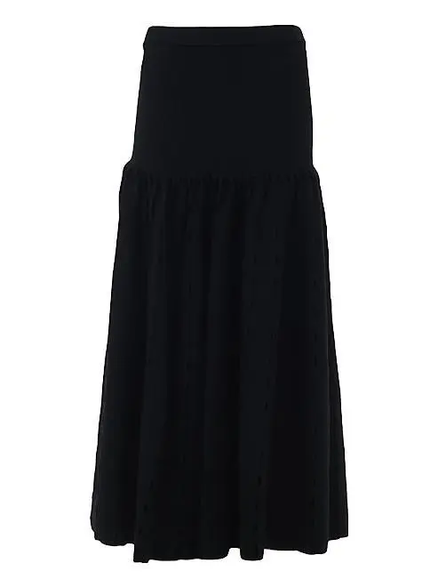 LEEM Patterned Knitted Maxi Skirt - Black