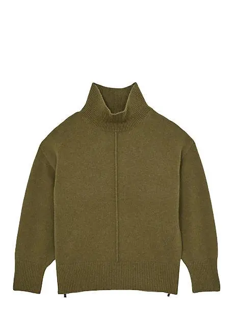 REISS Harri Funnel-neck Wool Jumper - Green