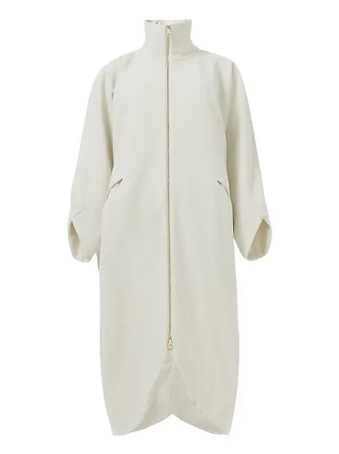 LEEM High-neck Tulip-hem Cotton-blend Coat - White