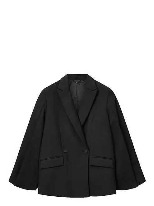 ALLSAINTS Luna Cape Double-breasted Blazer - Black