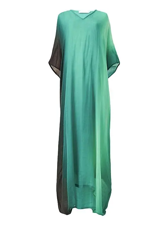 LEEM Vertical Ombre Wool-blend Kaftan - Green