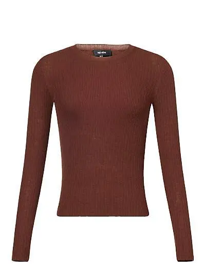 ME+EM Slim-fit Ribbed Wool-cashmere Top - Chestnut Brown
