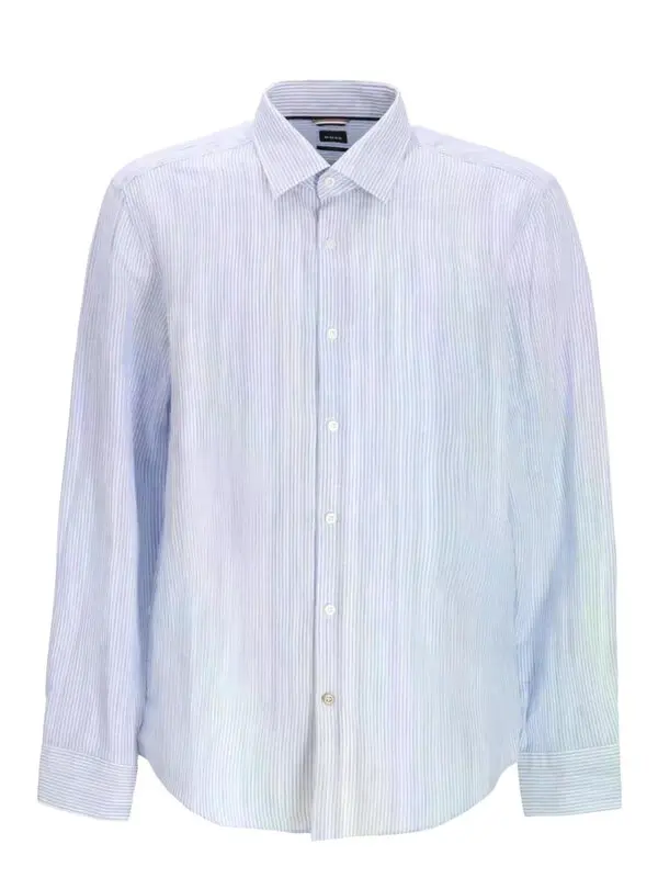 BOSS Striped Linen Shirt - Blue