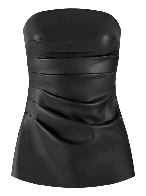 Manière De Voir Laurena Faux-leather Bandeau Top - Black