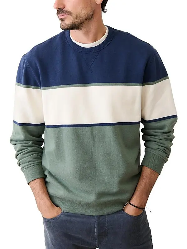 Marine Layer Relaxed Fit Color Block Crewneck - Navy/green