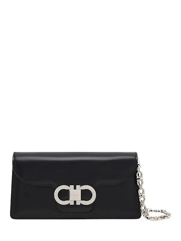FERRAGAMO Double Gancini Mini Chain Bag - Nero