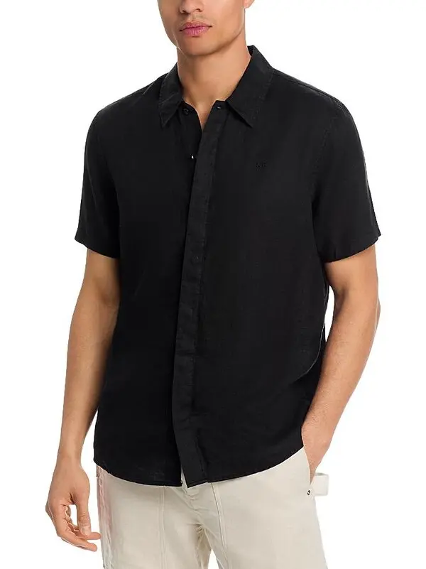 Michael Kors Classic Linen Point Collar Shirt - Black