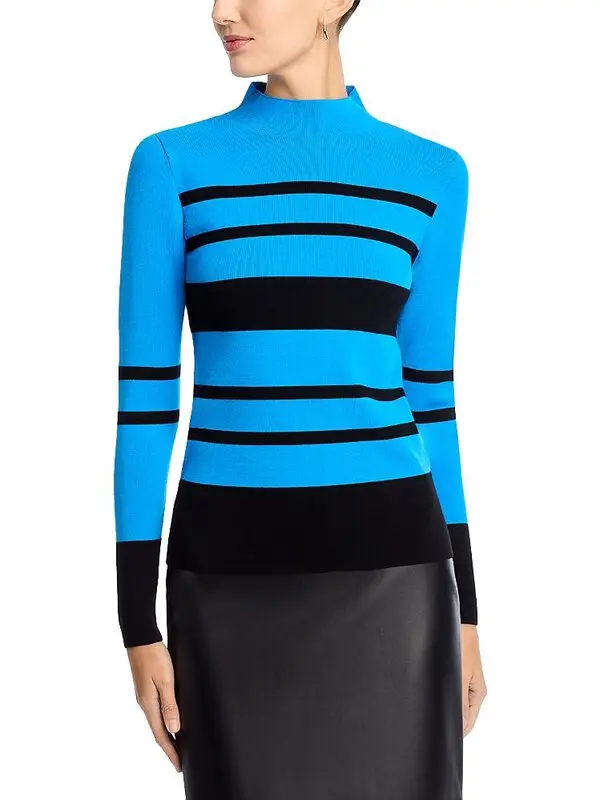 Elie Tahari Clio Striped Sweater - Cosmic Blue And Noir Stripes