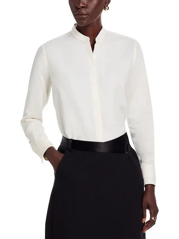 BOSS Bertyna Stand Collar Shirt - Open White