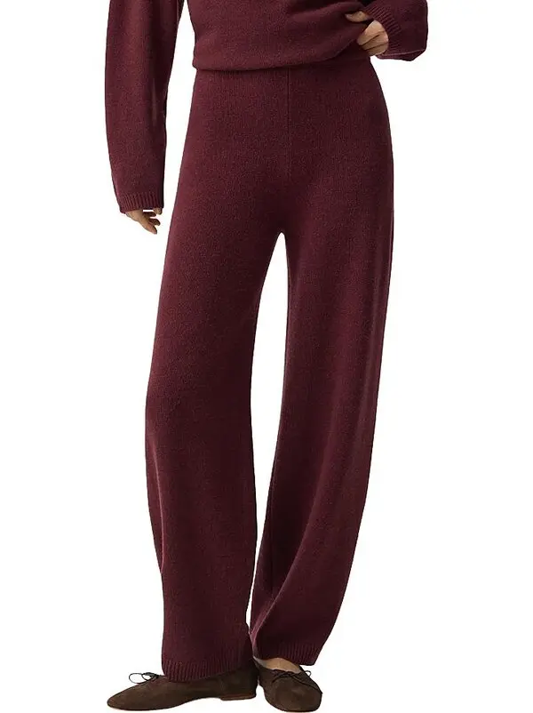 Theory Felted Wide Leg Pants In Wool Cashmere - Port Red