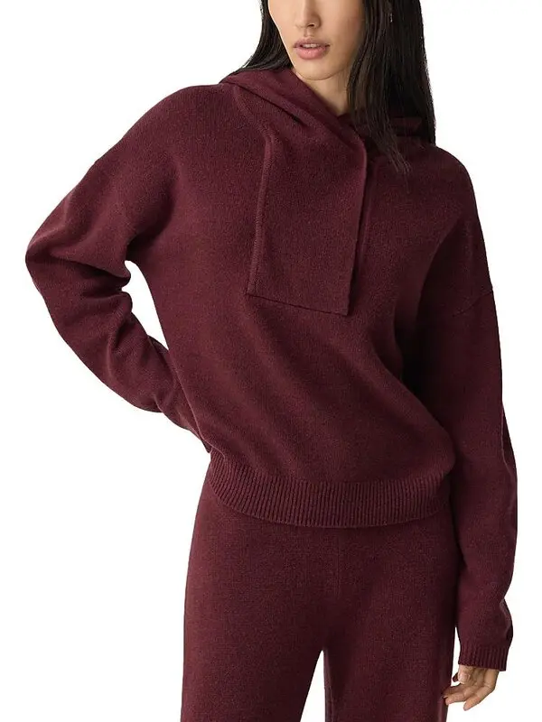 Theory Wool Cashmere Felted Hoodie - Port Red
