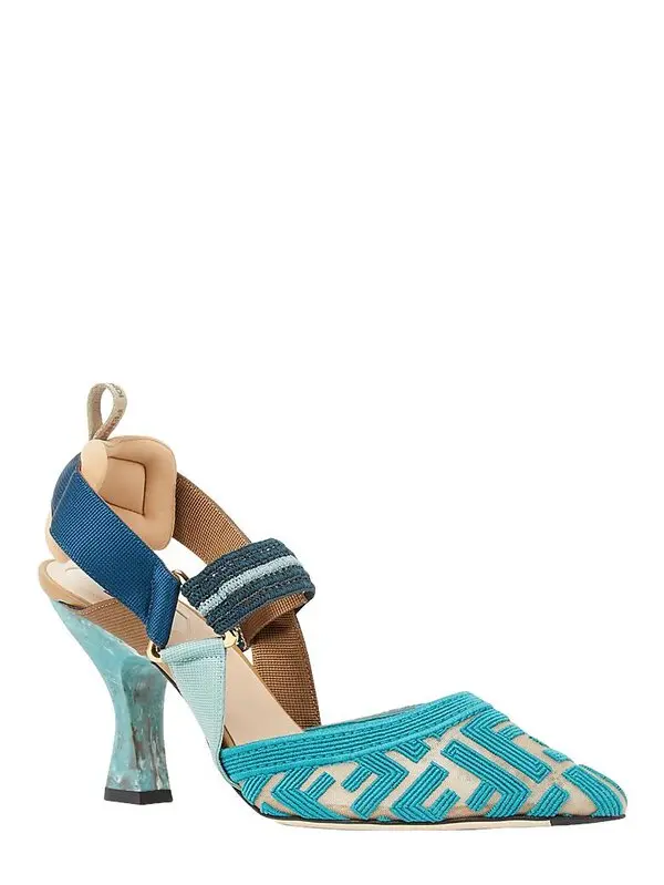 Fendi Colibri Ff High Heel Slingbacks - Blue