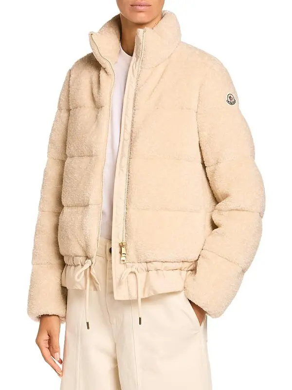 Moncler Cedre Teddy Short Down Jacket - Cream