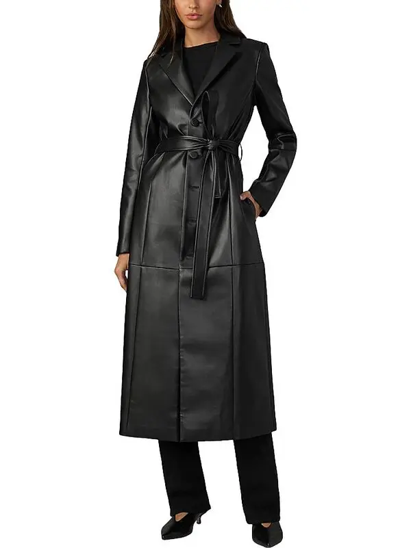 Joe's Jeans Faux Leather Long Coat - Black