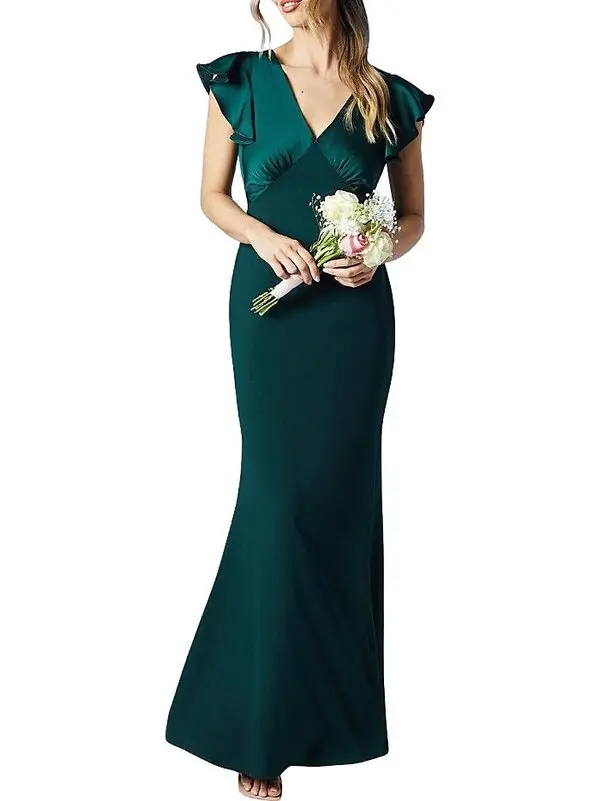Coast V-neck Angel Sleeve Maxi Dress - Emerald