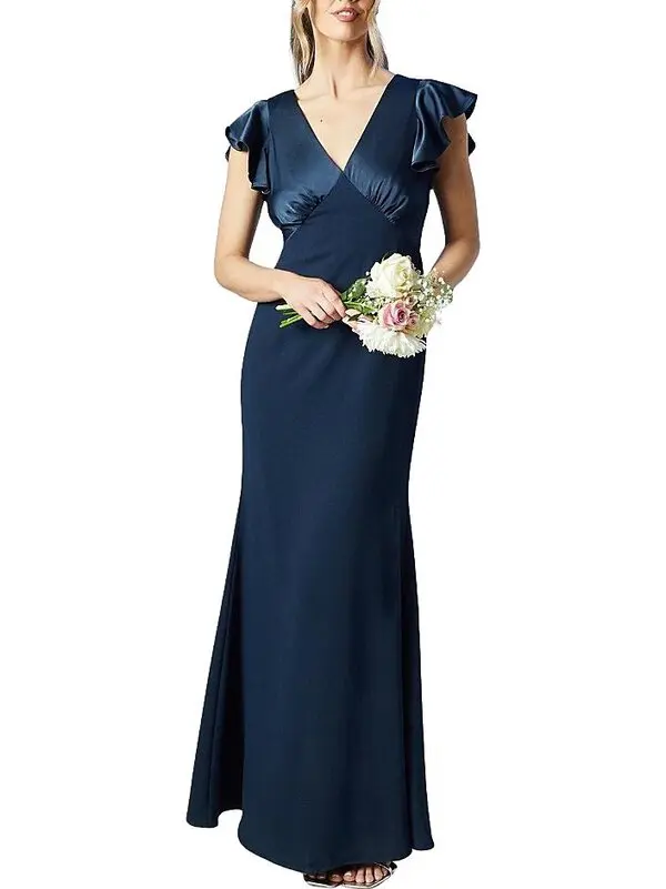 Coast V-neck Angel Sleeve Maxi Dress - Navy