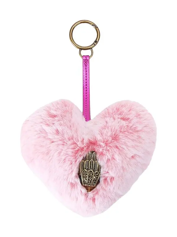Kurt Geiger Heart Faux Fur Bag Charm - Pink