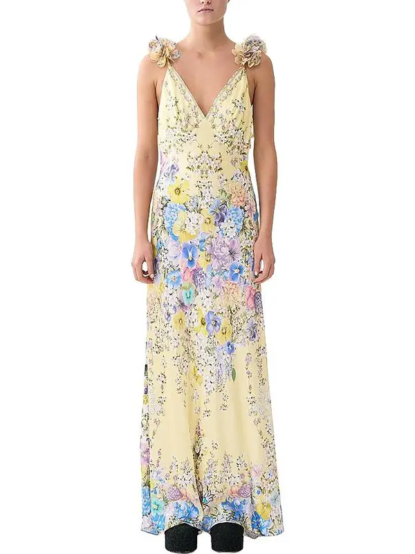 Camilla V-neck Bias Slip Dress - Darling Buds