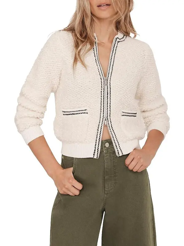 Mint Velvet Boucle Bomber Jacket - Cream