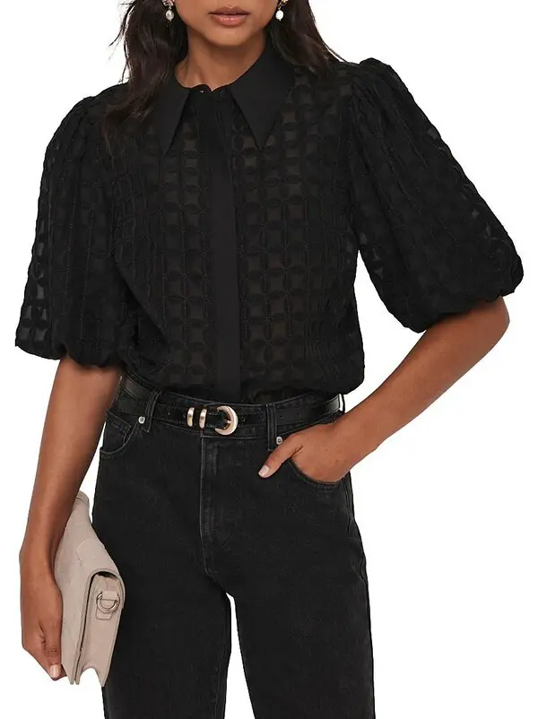 Mint Velvet Petal Applique Shirt - Black