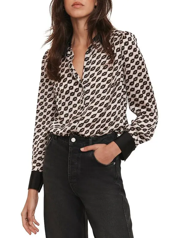 Mint Velvet Lip Print Shirt - Black