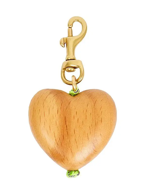 Clare V. Grande Heart Key Charm - Wood Heart