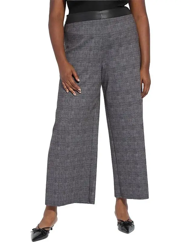 Lyssé High Waist Wide Leg Pants - Charcoal Glen Plaid