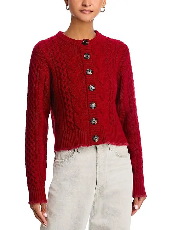 RE/DONE Cable Knit Cardigan Sweater - Rosso