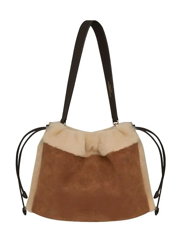 Strathberry Charlotte Midi Suede & Shearling Shoulder Bag - Tan