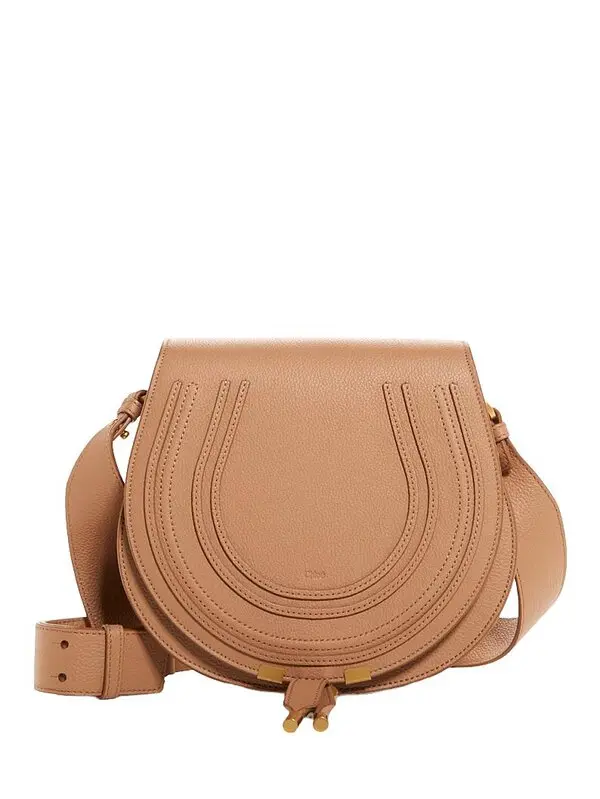 Chloé Marcie Leather Saddle Bag - Light Tan