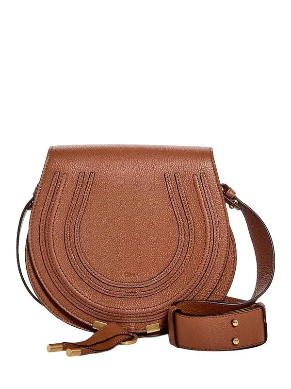 Chloé Marcie Leather Saddle Bag - Tan