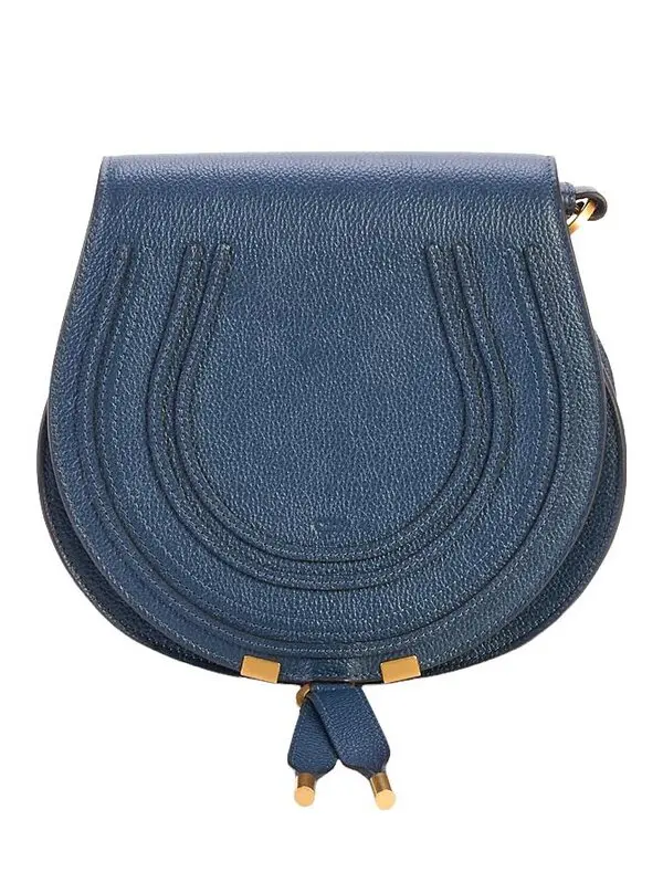 Chloé Marcie Leather Saddle Bag - Tapestry Blue