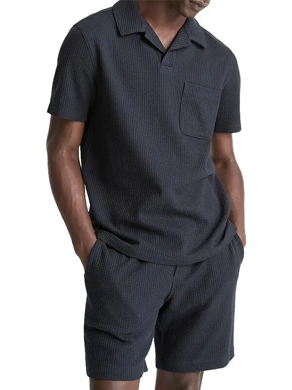 Vince Short Sleeve Seersucker Polo Shirt - Coastal