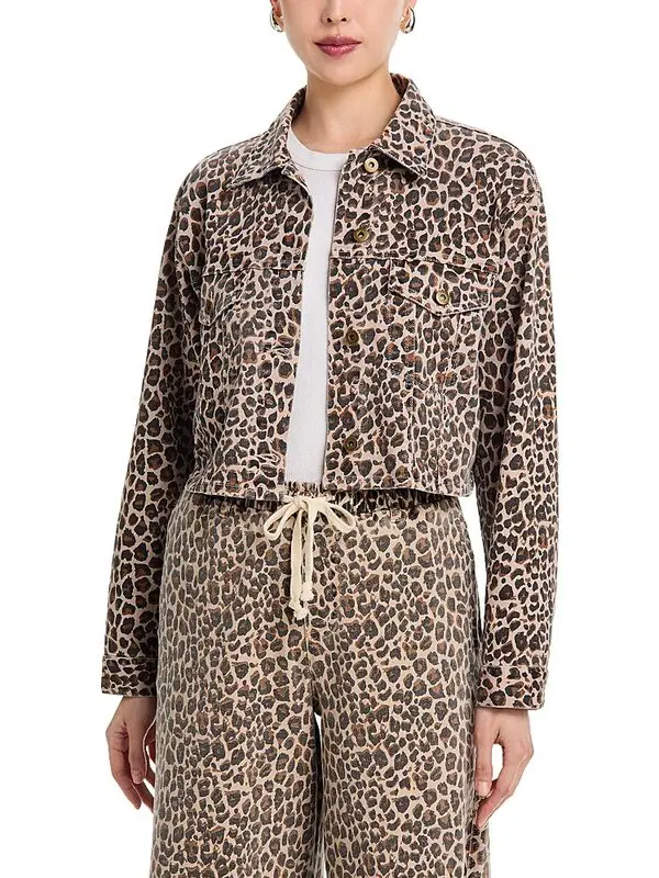 Vintage Havana Stretch Denim Crop Jacket - Leopard