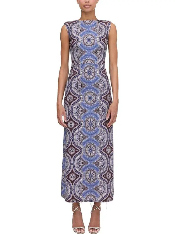 Hill House Home The Sloane Dress - Brown Cobalt Medallion