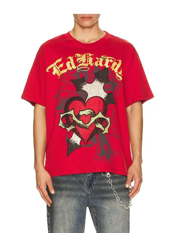 Ed Hardy Heart Boxy Tee In . Also - Red