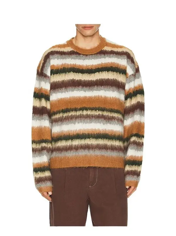 BOUND Alpaca Brushed Stripe Sweater In . Also - Brown