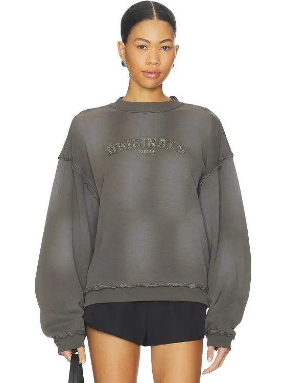 GUESS ORIGINALS Boxy Crewneck Sweater - Grey