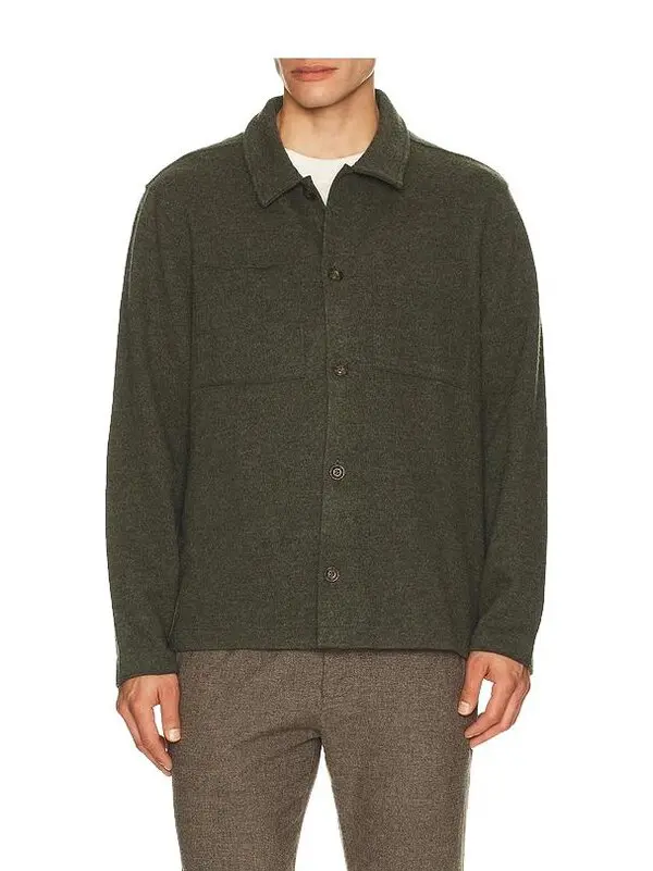 Marine Layer Boiled Wool Overshirt In . Also - Olive