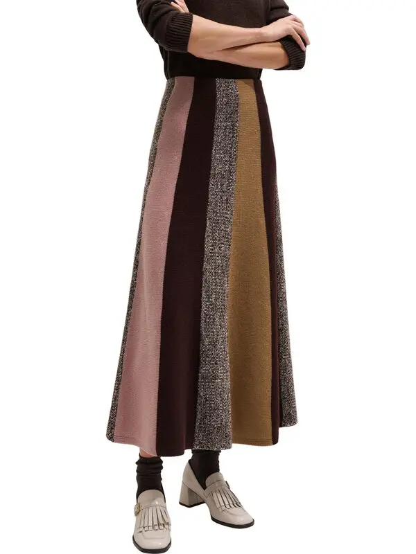 ME+EM A-line Maxi Skirt - Bordeaux Red Multi