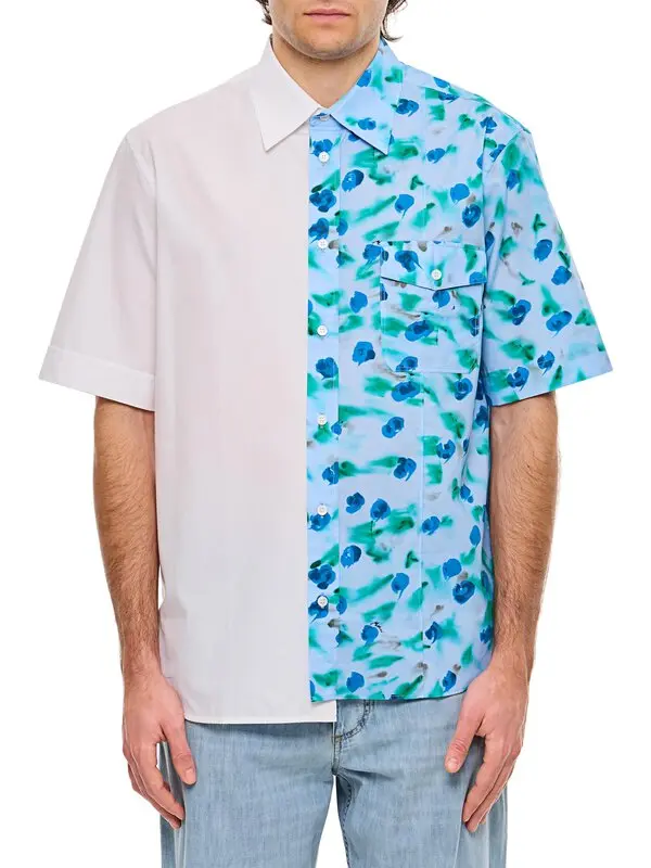 Marni Printed Short-sleeve Shirt - Sky Blue