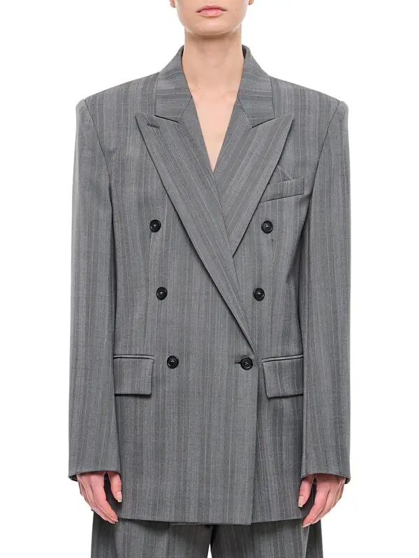Sportmax Merlot Double-breasted Blazer - Grey