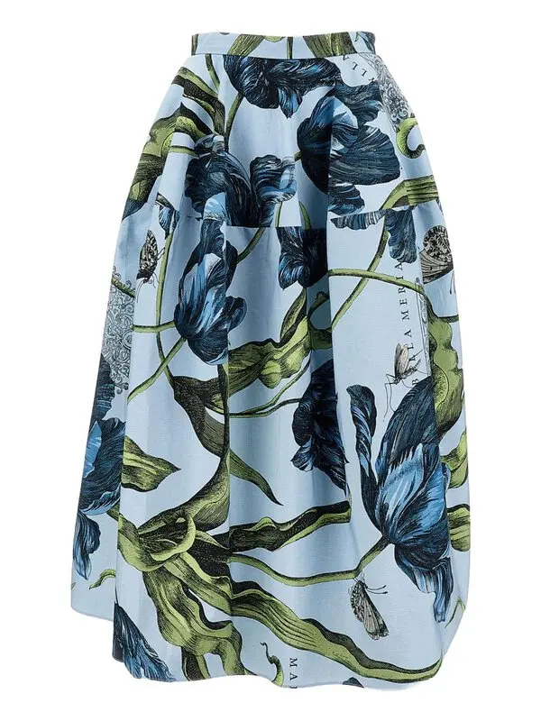 Erdem Midi Flared Skirt - Sky Blue