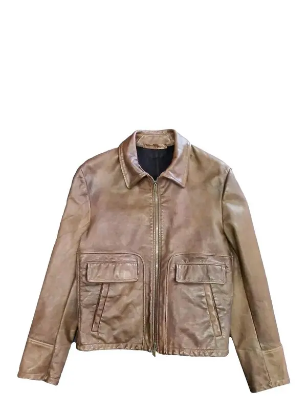 SALVATORE SANTORO Zip Pocket Leather Jacket - Brown