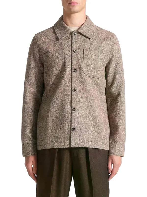 Manière De Voir Mélange-effect Overshirt Taupe Shirt - Brown